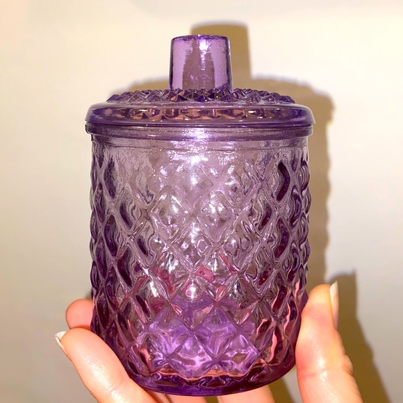 Greenbrier | Accents | Purple Ornate Vanity Glass Trinket Tray Jar ...